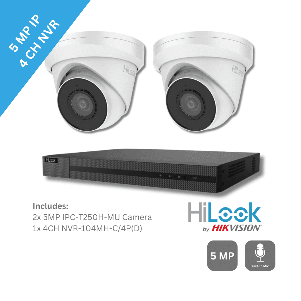 5MP HiLook by Hikvision IPC-T250H-MU Metal Base Built-In Mic 2 Camera ...