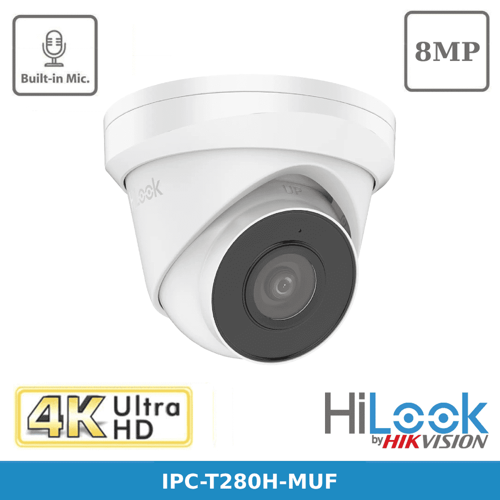8MP HiLook IPC-T280H-MUF C IP Metal Turret Camera with 30m IR Built in ...