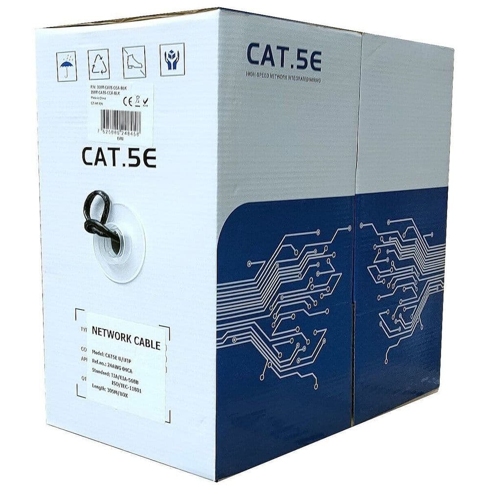 CAT5e Black 305M External Network RJ45 LAN UTP CCA Cable - Black - 305m ...