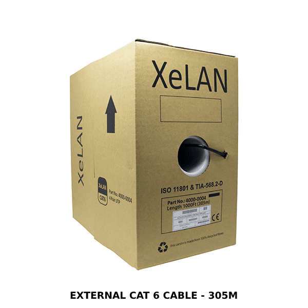 CAT6 UTP External 4 Pair Cable Box of 305m Black XeLan