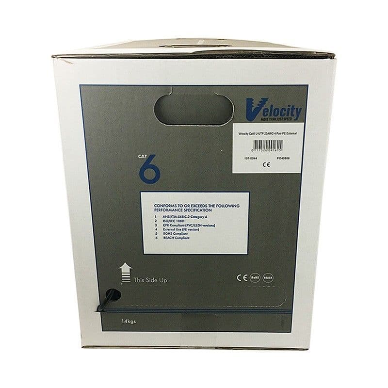 External Cat6 U-UTP 4 Pair Duct Grade Black Velocity - 107-0044 305M Cat6