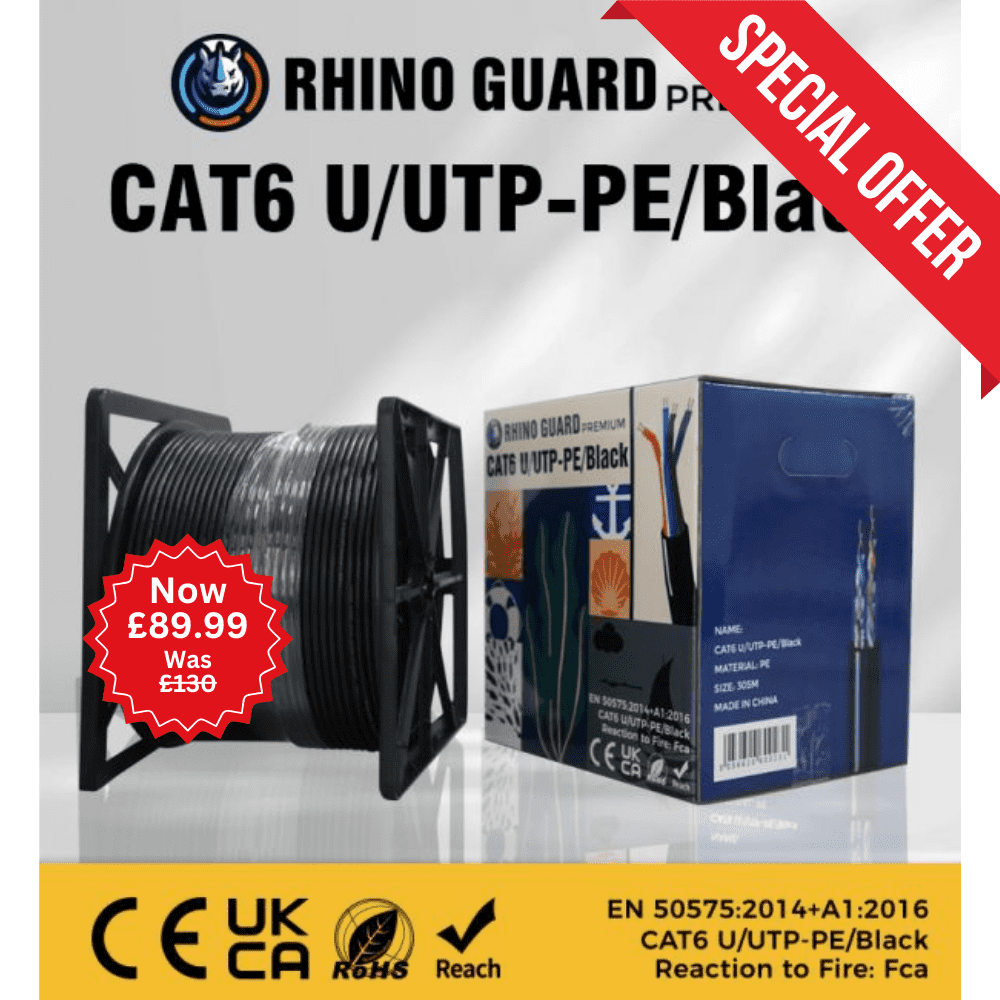 Rhino Guard CAT6 U/UTP-PE/BLACK 305M Black CAT6 UTP External Cable Offer