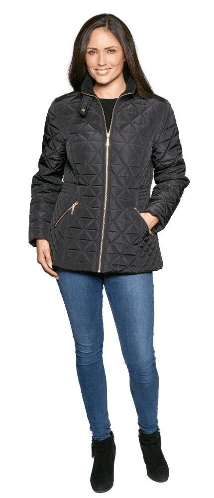 Plus Womens Luxury Diamond Stitch Quilted Jacket db9008