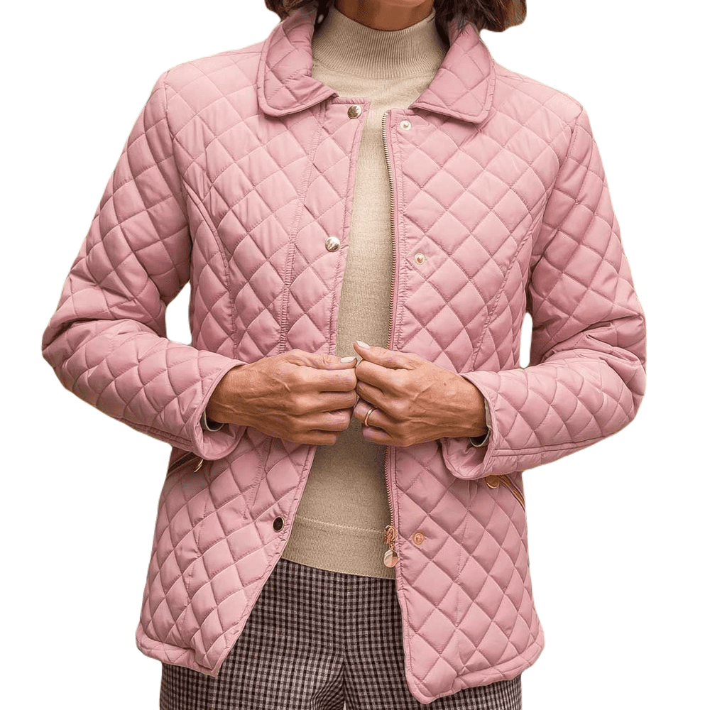 Up to Plus Womens Luxury Diamond Quilt Dusky Rose Pink Jacket db553