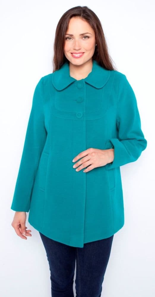 K9048W Plus Size Faux Cashmere Pleat Back Jacket