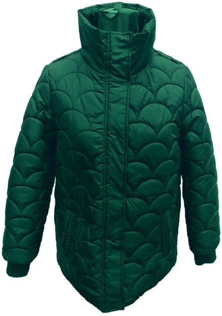 Womens Funnel Collar Padded Forest Green Jacket db7020
