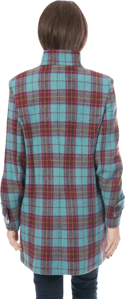 Womens Luxury Harris Tweed Blue Check Coat K451H