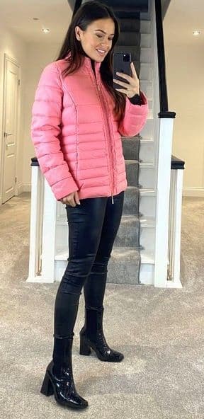 Womens Short Faux Down Quilted Pink Fashion Jacket db435