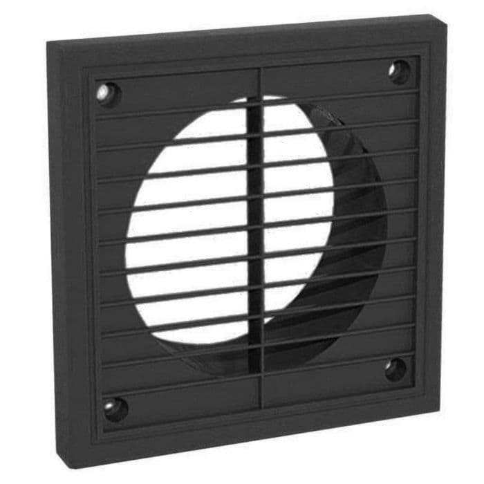 Fixed Four Inch 100mm External Extractor Fan Grille Black