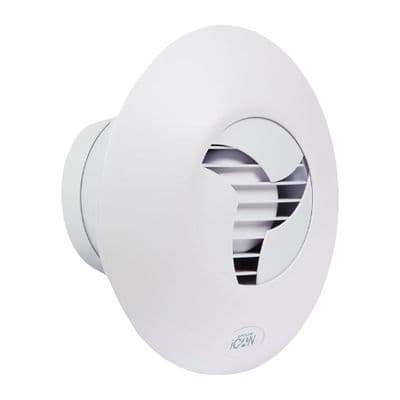 Airflow Icon Bathroom Fan. 240v and 12v SELV 'Opening Iris' Extractor Fan