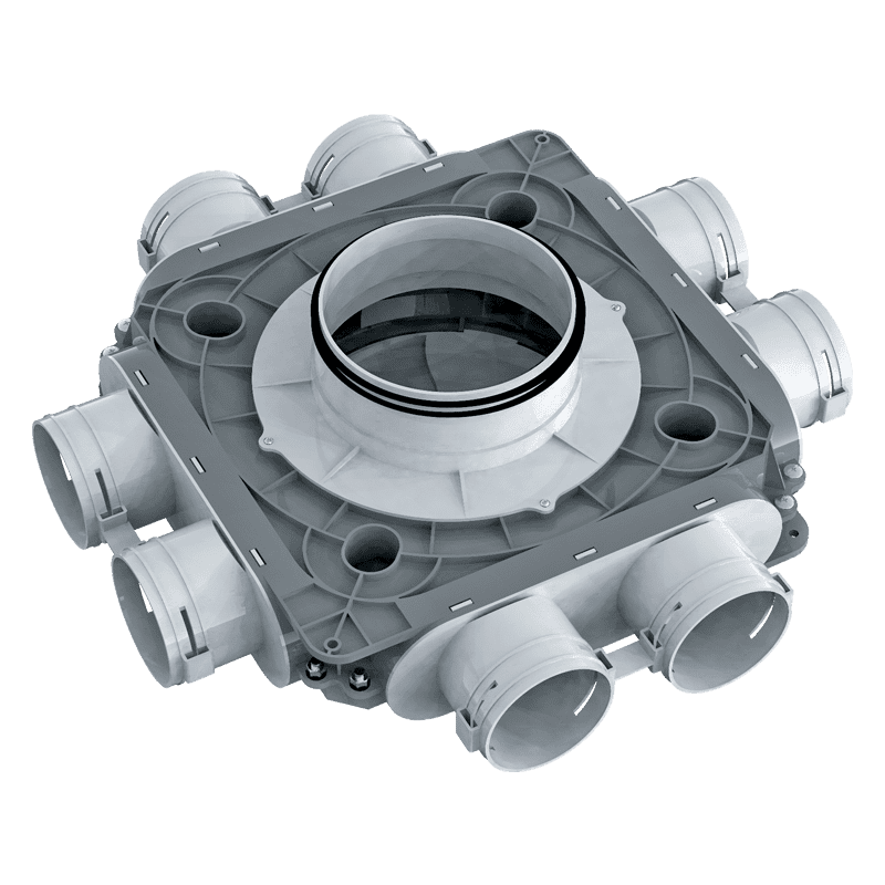 BlauFast 75mm Plastic Radial Duct Manifold Box - 150mm Connection - 8 ...