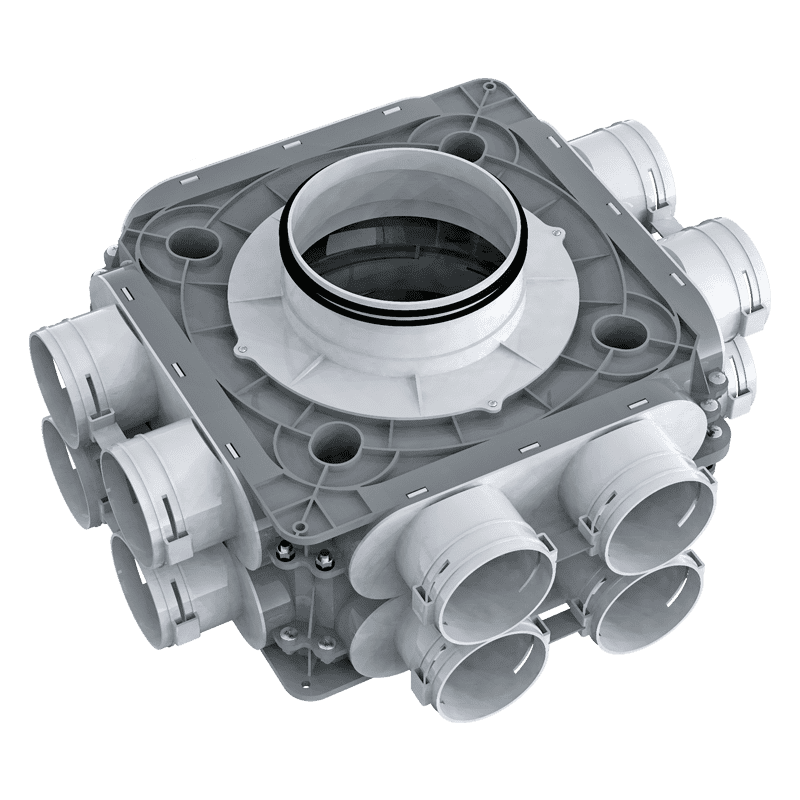 BlauFast 75mm Plastic Radial Duct Manifold Box - 160mm Connection - 12 ...