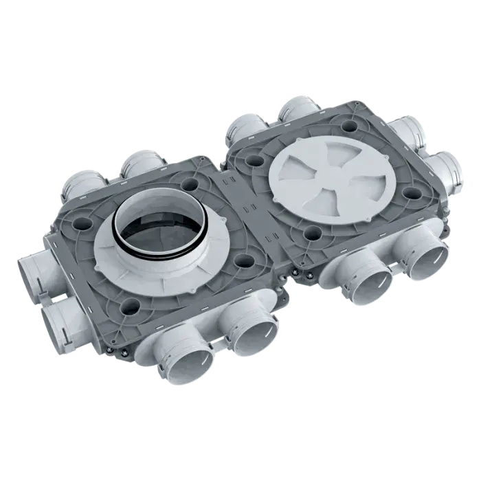 Blaufast 75mm Plastic Radial Duct Manifold Box - 160mm Connection - 12 ...