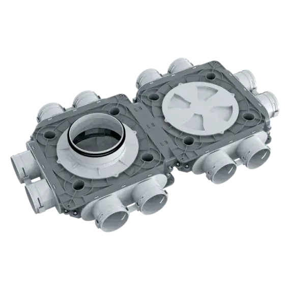 Blaufast 75mm Plastic Radial Duct Manifold Box - 160mm Connection - 12 ...