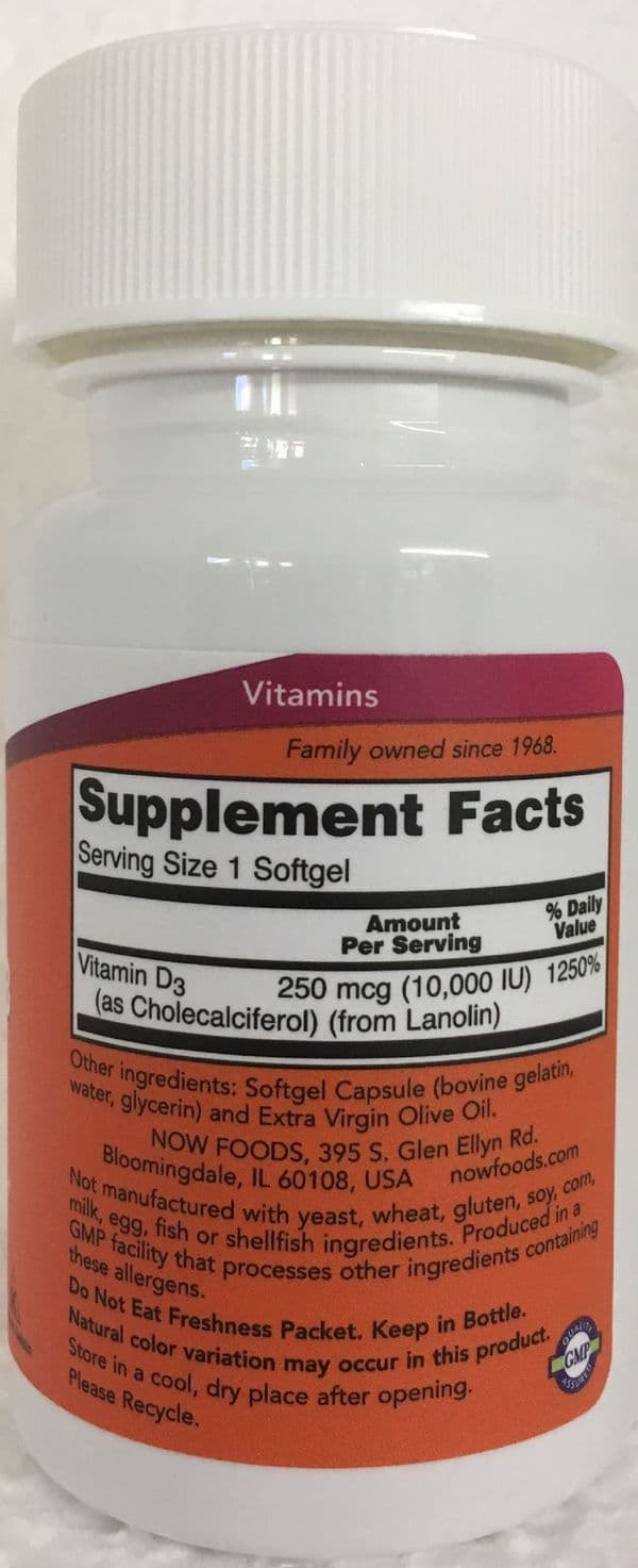 Vitamin D3 NOW 10 000 iu 120 Softgels