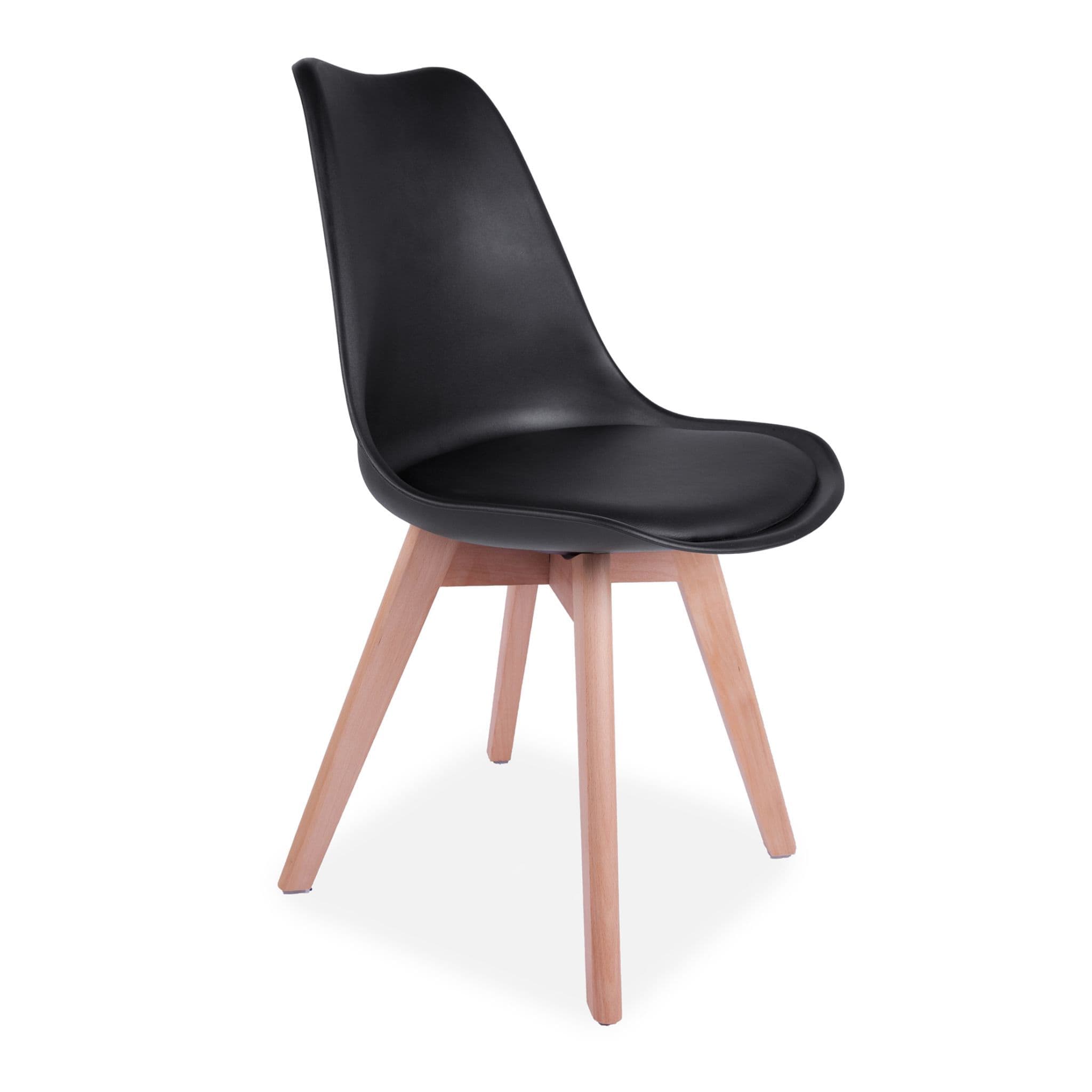 4x Tulip Pyramid Dining Chairs With Beech Legs Black
