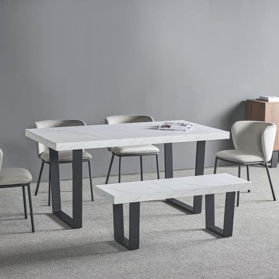 Dannis MDF Dining Table with Marble Effect
