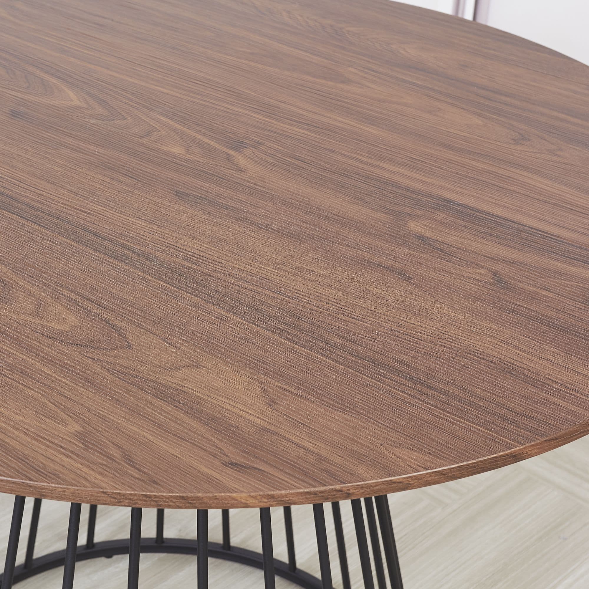 Mmilo Liverpool Style Walnut Effect MDF Table with Black Chrome Legs- 120cm