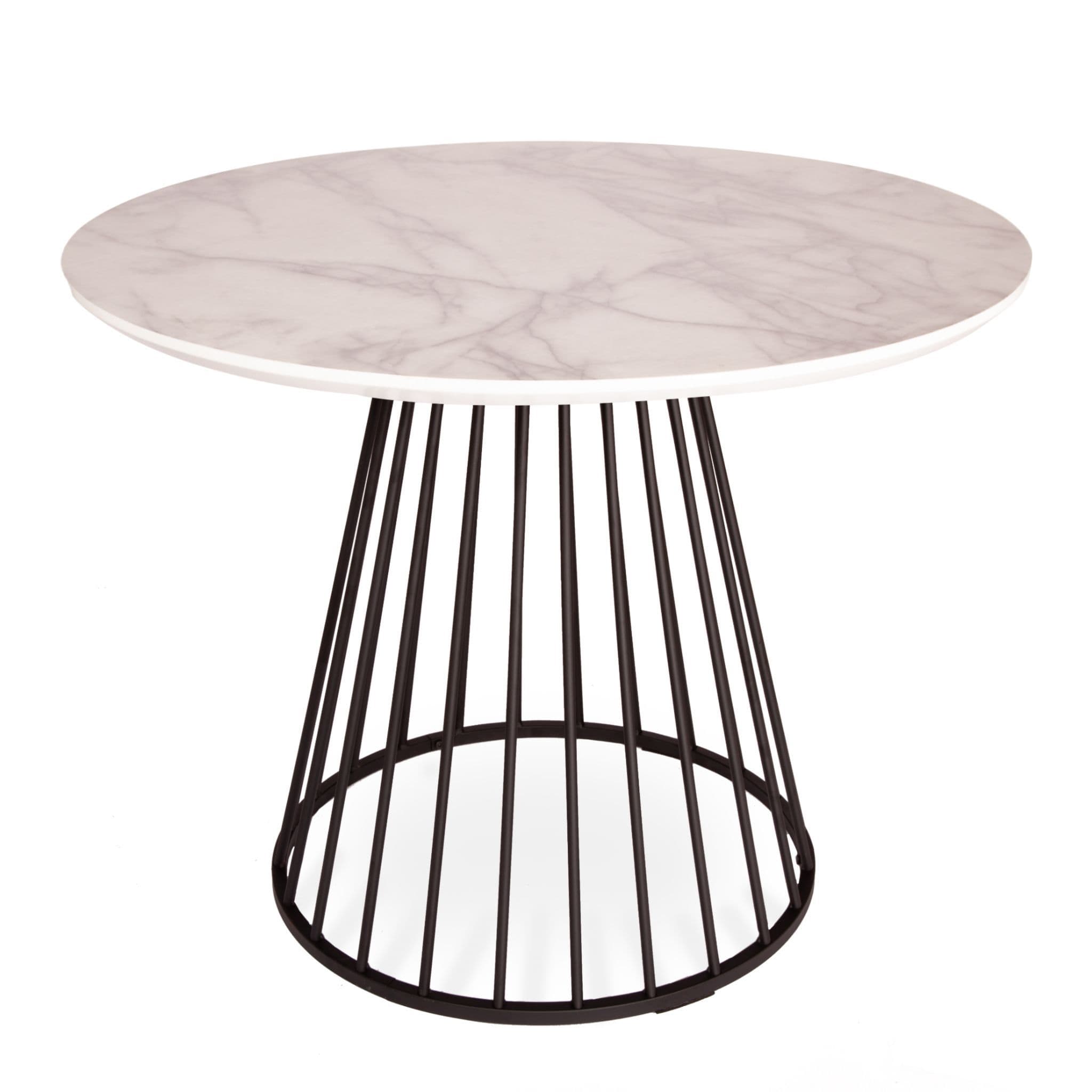 Mmilo White Liverpool Marble Table with Black Legs 100cm