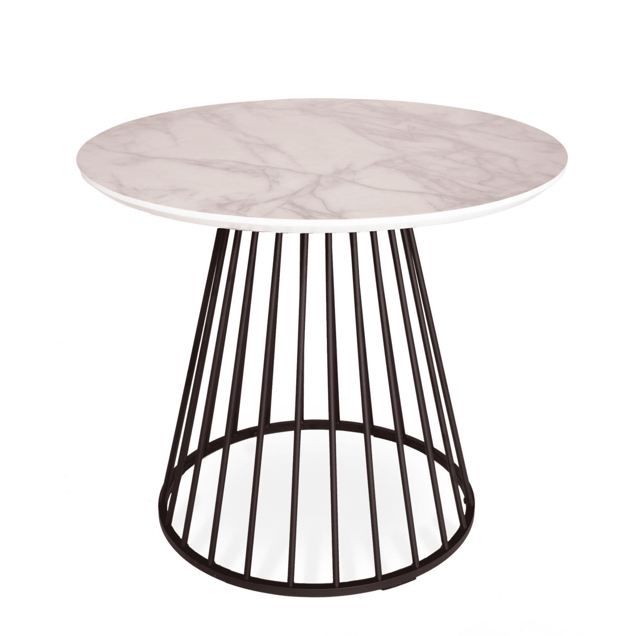Mmilo White Liverpool Marble Table with Black Legs 80cm