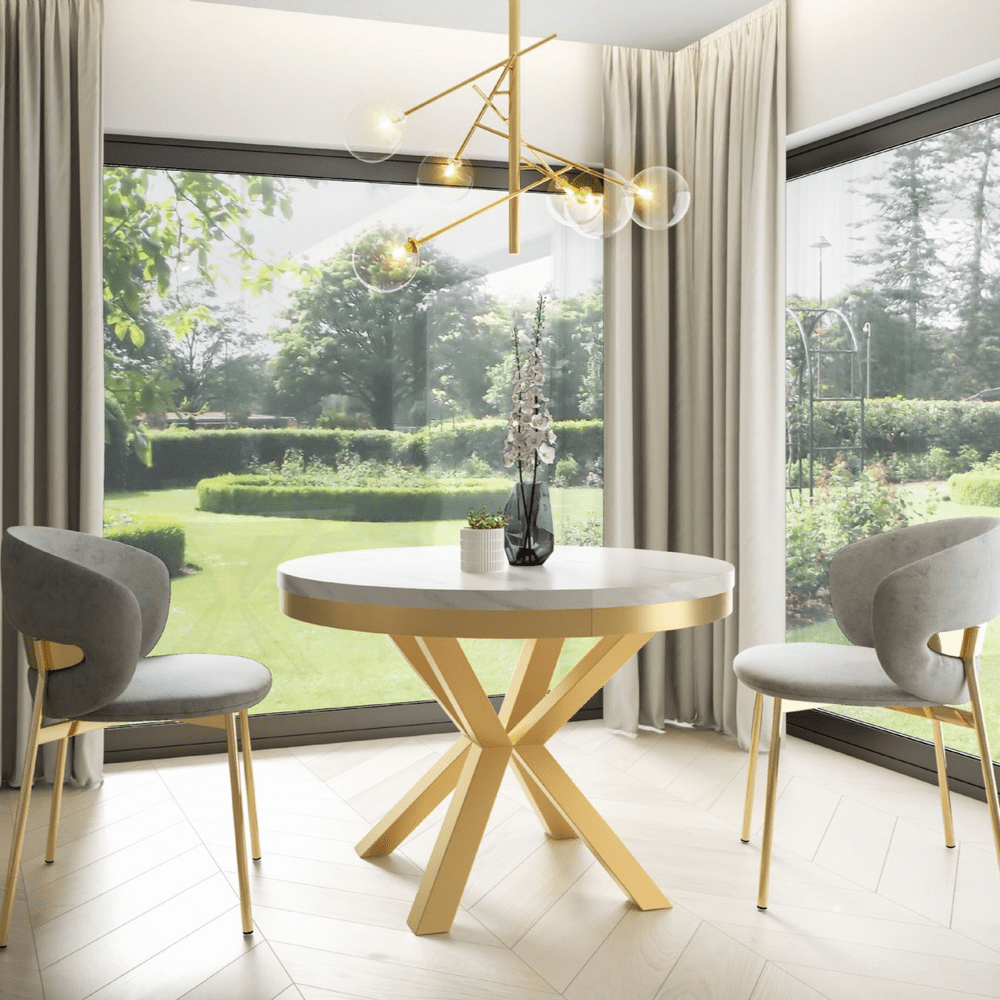 NARVIC White Round Laminate Dining Table Extendable 100cm -176cm