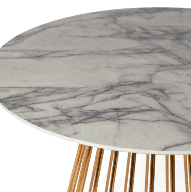 New Mmilo White Liverpool Style Marble Effect Table with Golden Chrome ...