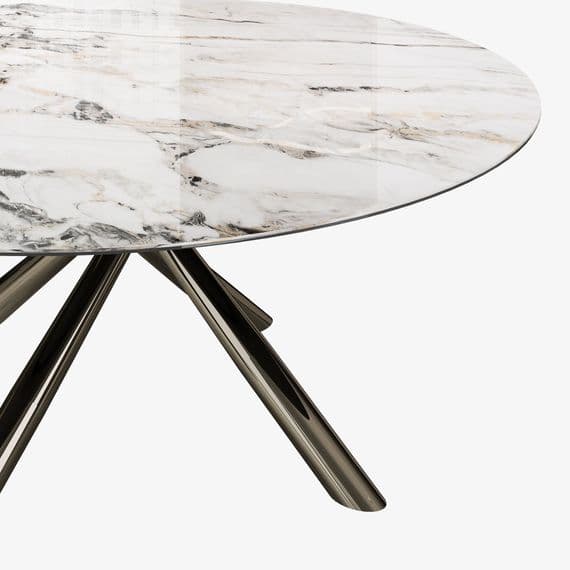 Okato Round Sintered Stone Dining Table - White