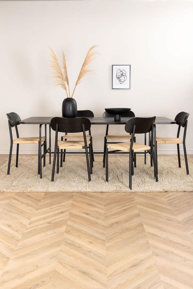 Uno Dining Table with 6 Polly Steel Dining Chairs