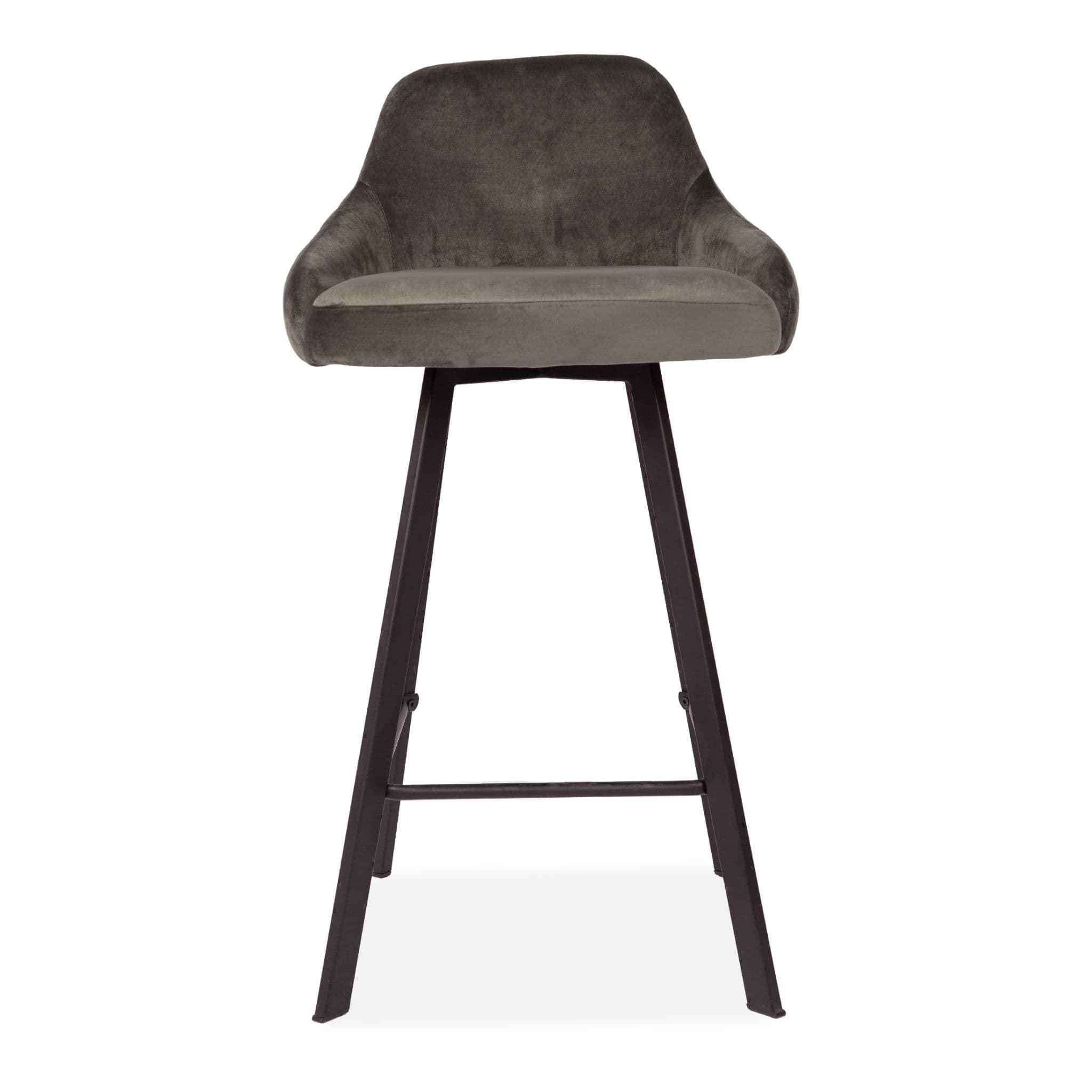 x2 Grey Alfa Velvet Cushioned Barstool