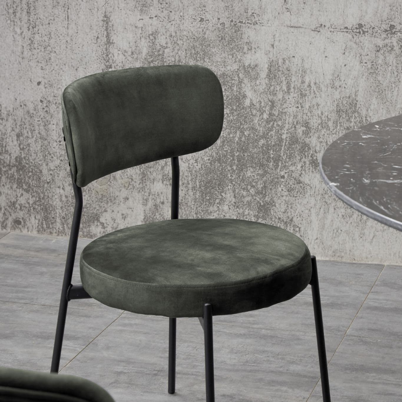 x2 Stackable Glenn Velvet Dining Chairs- Dark Green