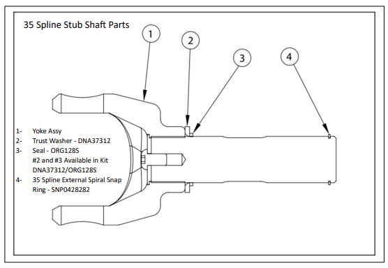 35 Spline Stub Shaft Seal and Spacer