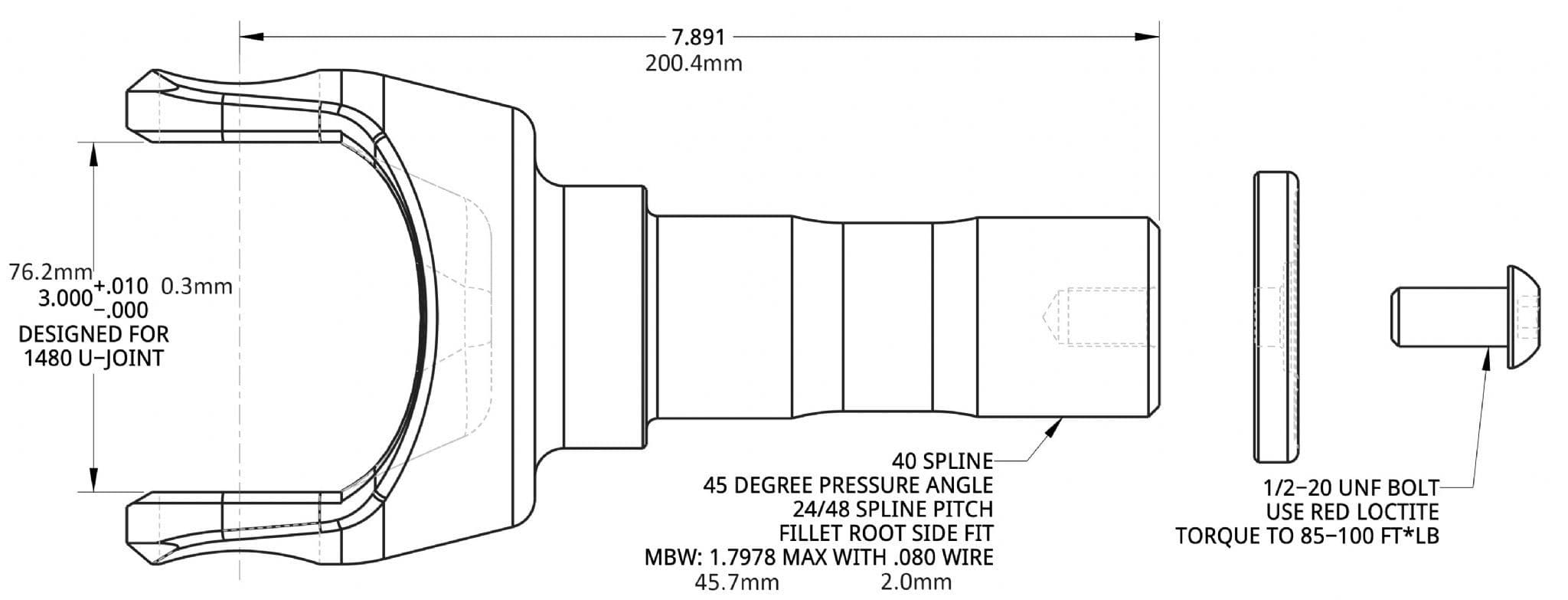Pro Series 300M Stub Shaft 40 Spline