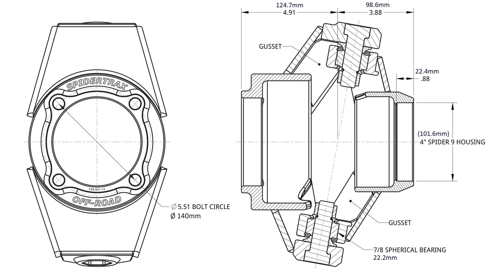 PRO SERIES KNUCKLES 4" 101 6MM WITHOUT STEER ARMS HEAT TREATED CHROMOLY ...
