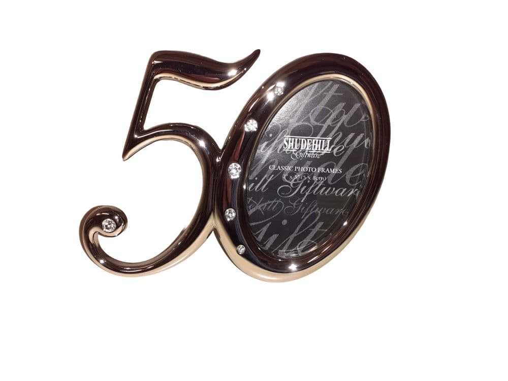 50th Birthday Silver Coloured Diamante Photo Frame Photo Size 5 x 8 cm ...
