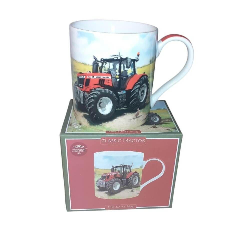 Classic Tractor in Red Fine China Mug Designed by the Macneil Studio
