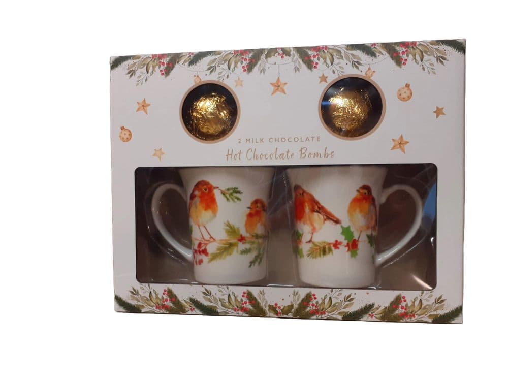 Jennifer Rose Winter Robin Mugs & Hot Milk Chocolate Bombs with Mini ...