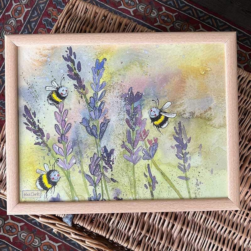 Lavender Bees Lap Tray by Alex Clark