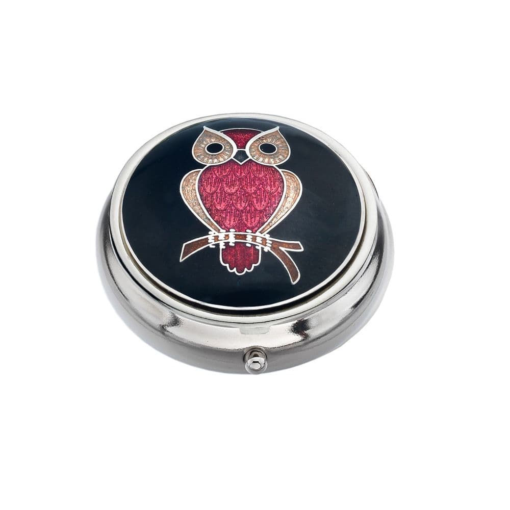 Red Owl with Silver Coloured Pill Box
