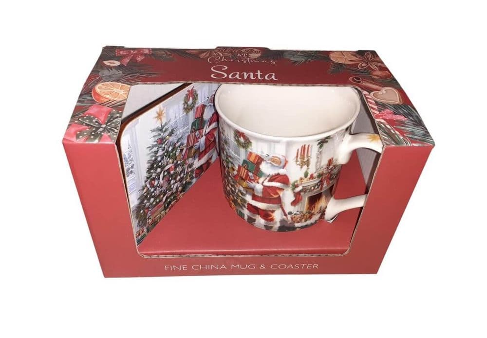 Santa Fine China Mug and Coaster Set by The Macneil Studio
