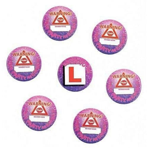 Warning Hen Night Badges