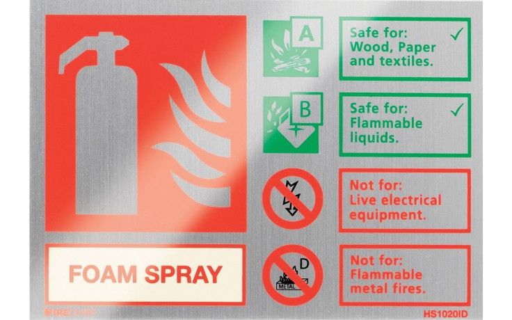 HS1020ID - BRUSHED ALUMINIUM SPRAY FOAM EXTINGUISHER IDENTIFICATION ...
