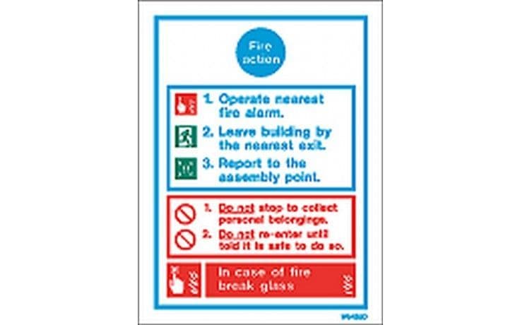 General Fire action notice 200 x 150mm