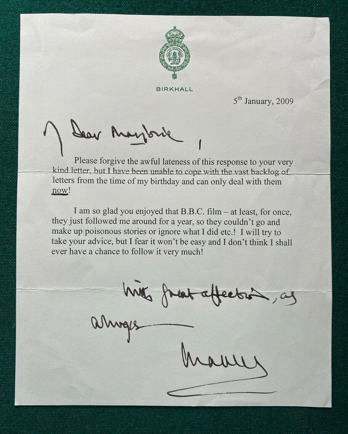 Antique British Royal 60th Birthday Letter Signed Prince Charles Prince ...