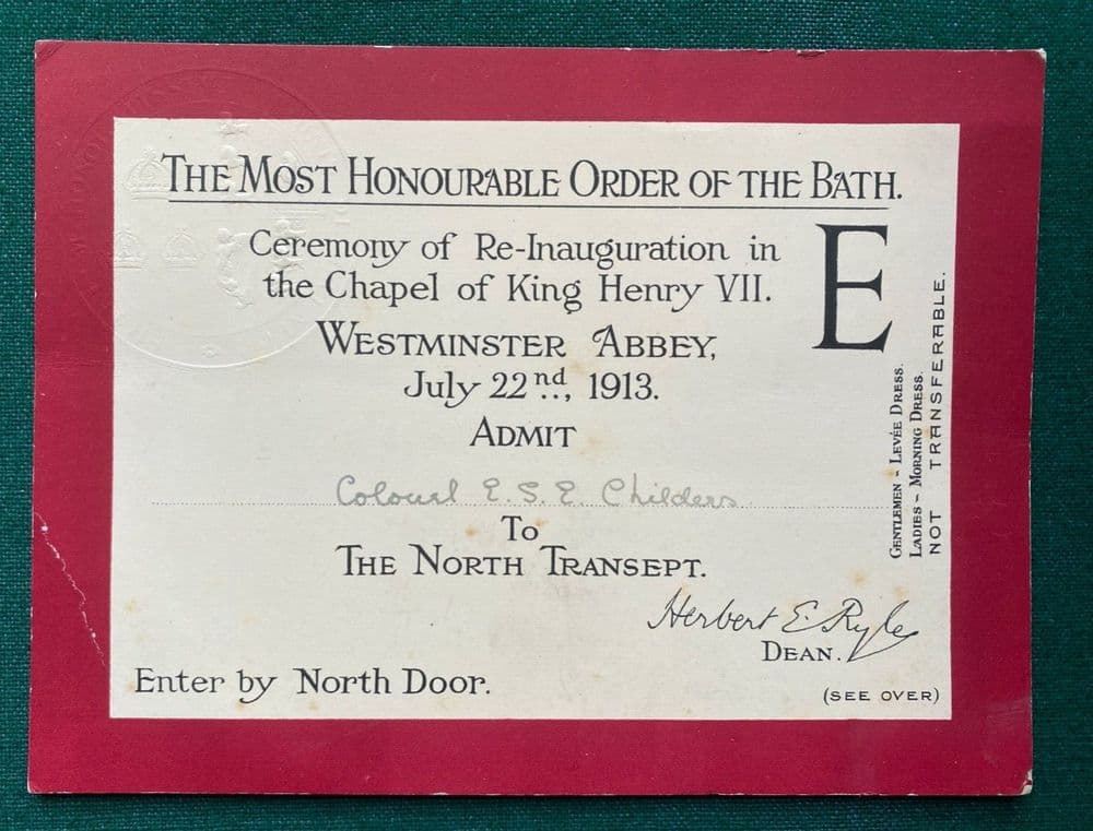 Antique Honourable Order of the Bath Ticket Ceremony Re-Inauguration ...