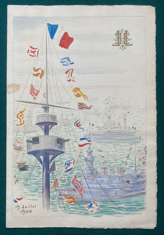 Antique Menu President Loubet France Hosts Dinner Naval Review