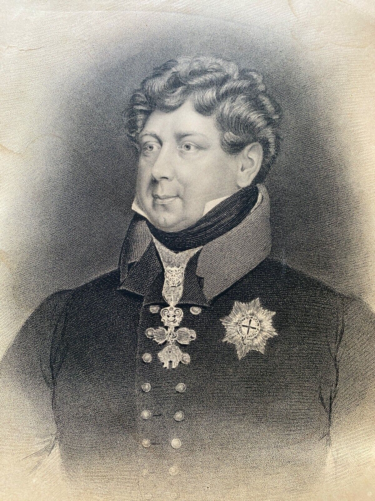 Antique Mounted Royal Signature & Engraving of King George IV House of ...