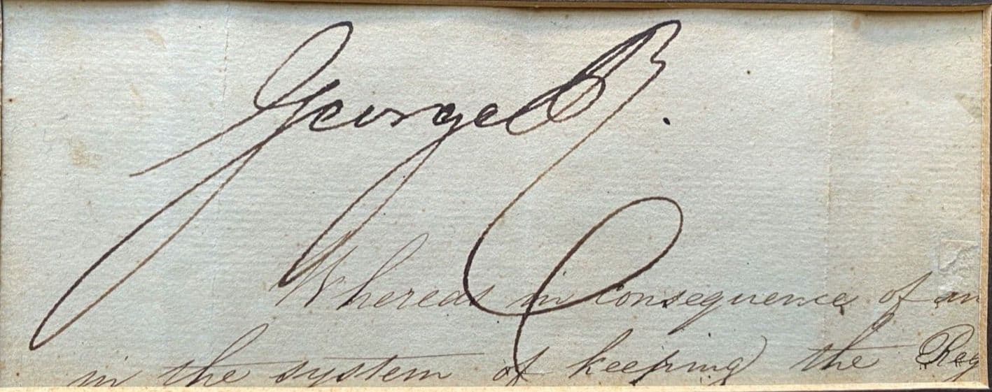 Antique Mounted Royal Signature & Engraving of King George IV House of ...