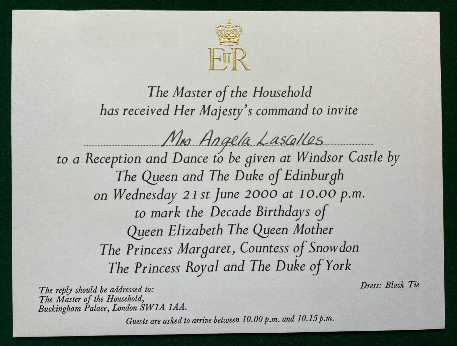 Antique Royal Birthday Invitation Queen Mother Princess Margaret Duke York