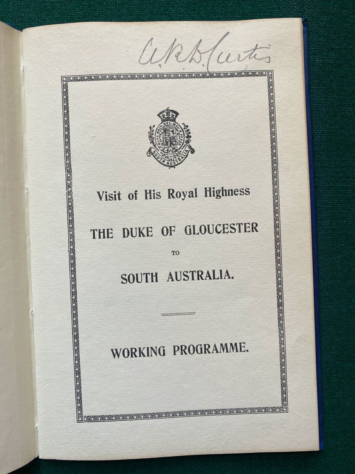Antique Royal Trip Programme Prince Henry Duke of Gloucester Australia 1934