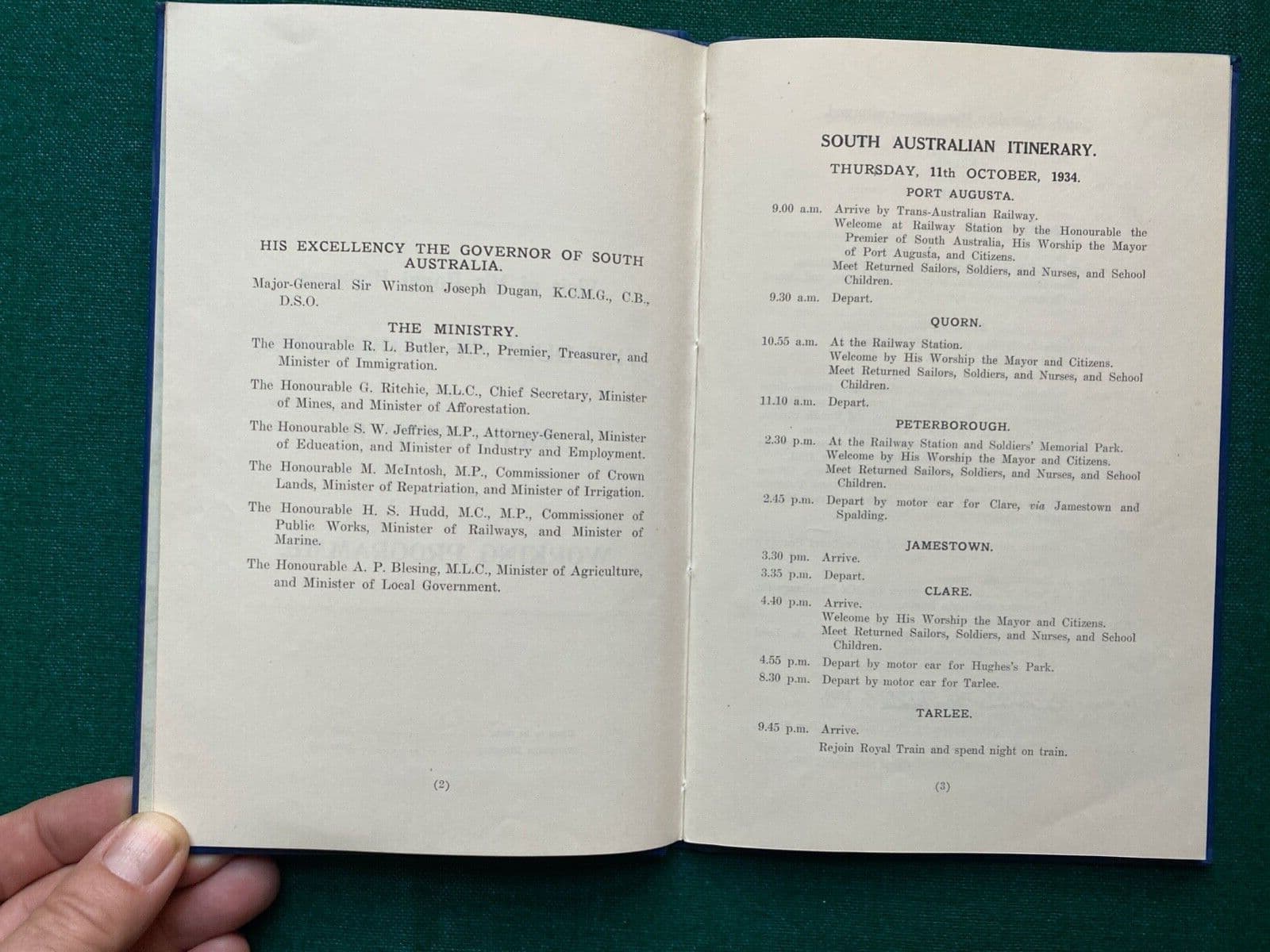Antique Royal Trip Programme Prince Henry Duke of Gloucester Australia 1934